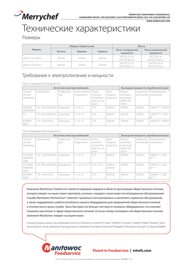 Merrychef eikon e2s_брошюра (1) | PDF