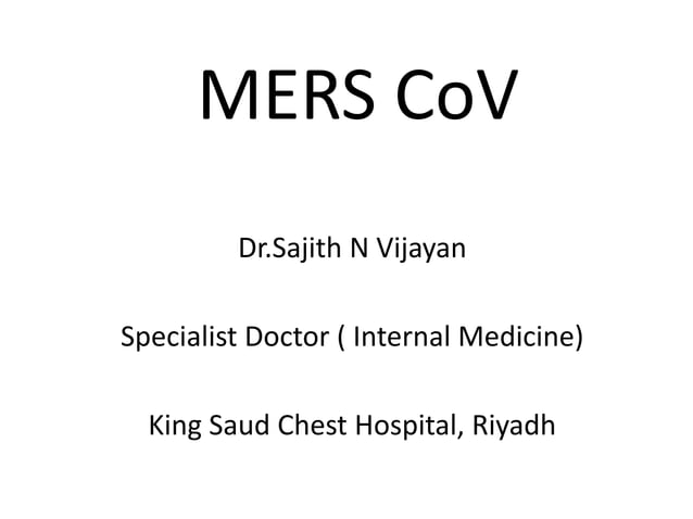 Middle East Respiratory Syndrome MERS | PPTX