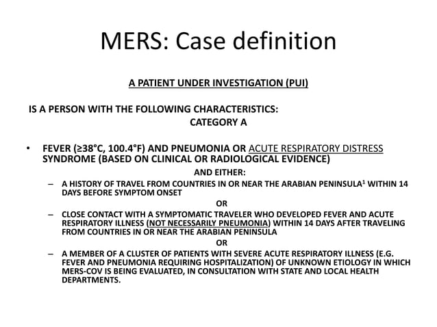 Middle East Respiratory Syndrome MERS | PPTX