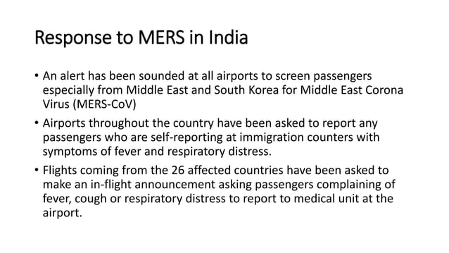 Middle East Respiratory Syndrome: MERS- CoV | PPTX | Infectious Diseases | Diseases and Conditions