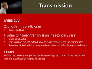 Mers cov by DR.KWANCHAI PRASITWUTIWEJ @ Chularat 9 Hospital Kingkaew | PPTX
