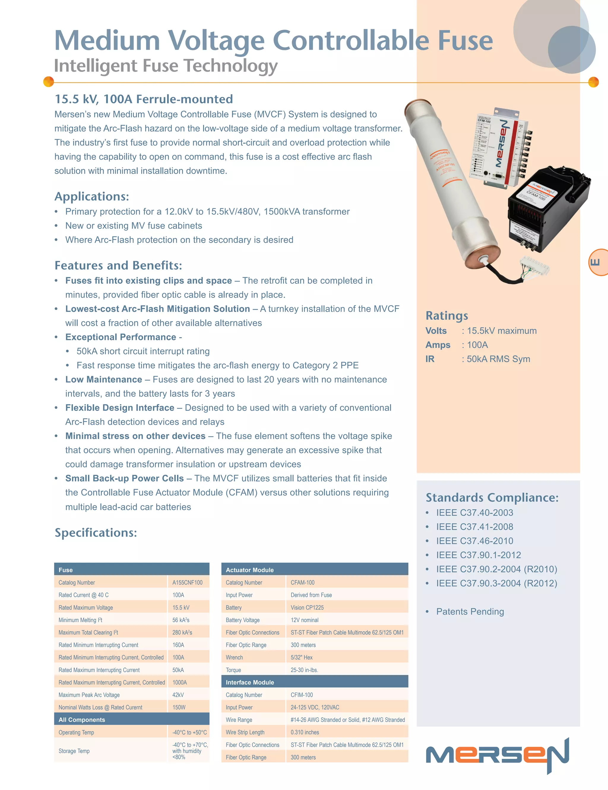 Mersen Intelligent Fuse Technology Medium Voltage Controllable Fuse | PDF