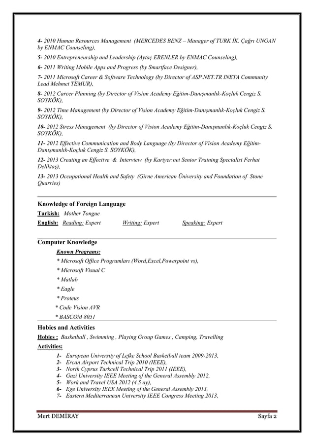 Mert CV English | PDF