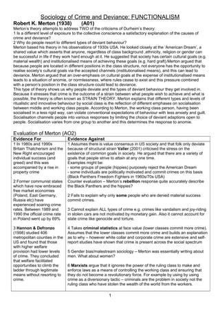 Merton: Strain Theory A01 A02 Handout | PDF