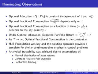 HJB Equation and Merton's Portfolio Problem | PDF