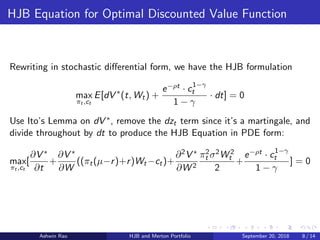 HJB Equation and Merton's Portfolio Problem | PDF