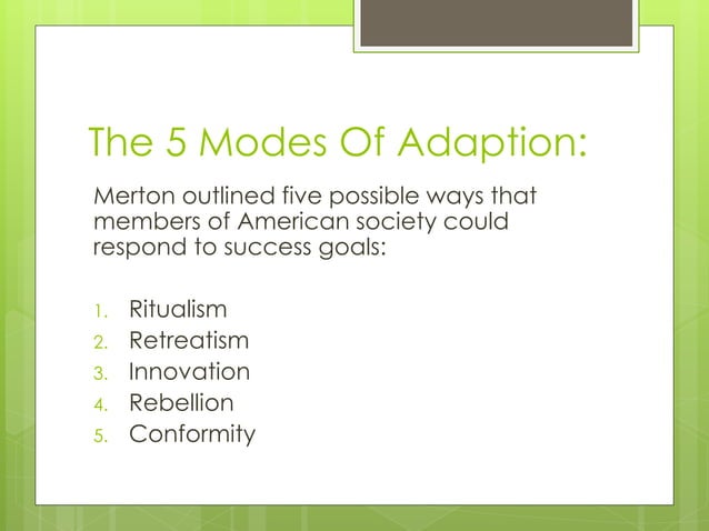 Merton's Strain theory - theory and methods A2 Sociology | PPTX