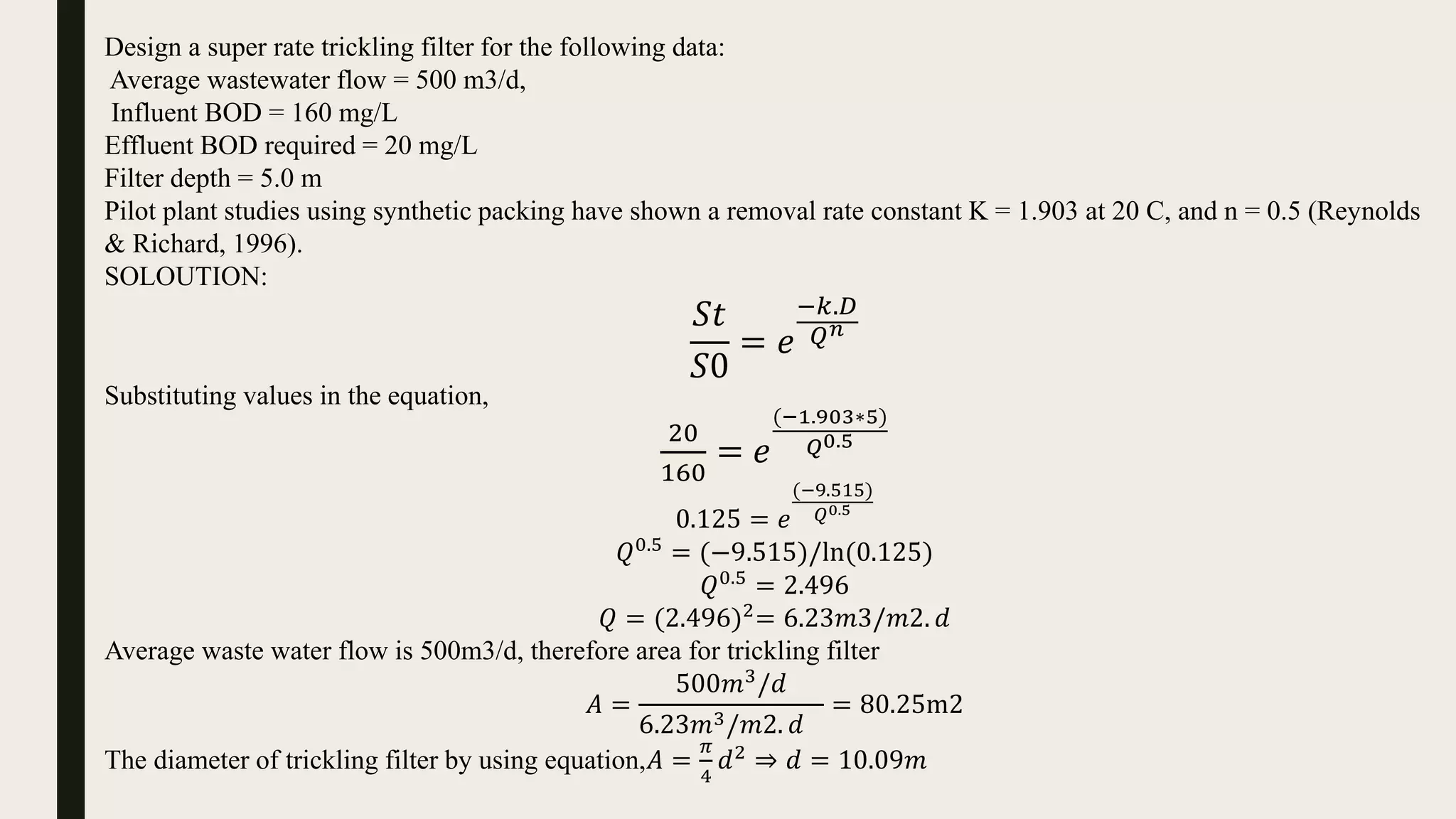 modelling of trickling filter | PPTX | Chemistry | Science