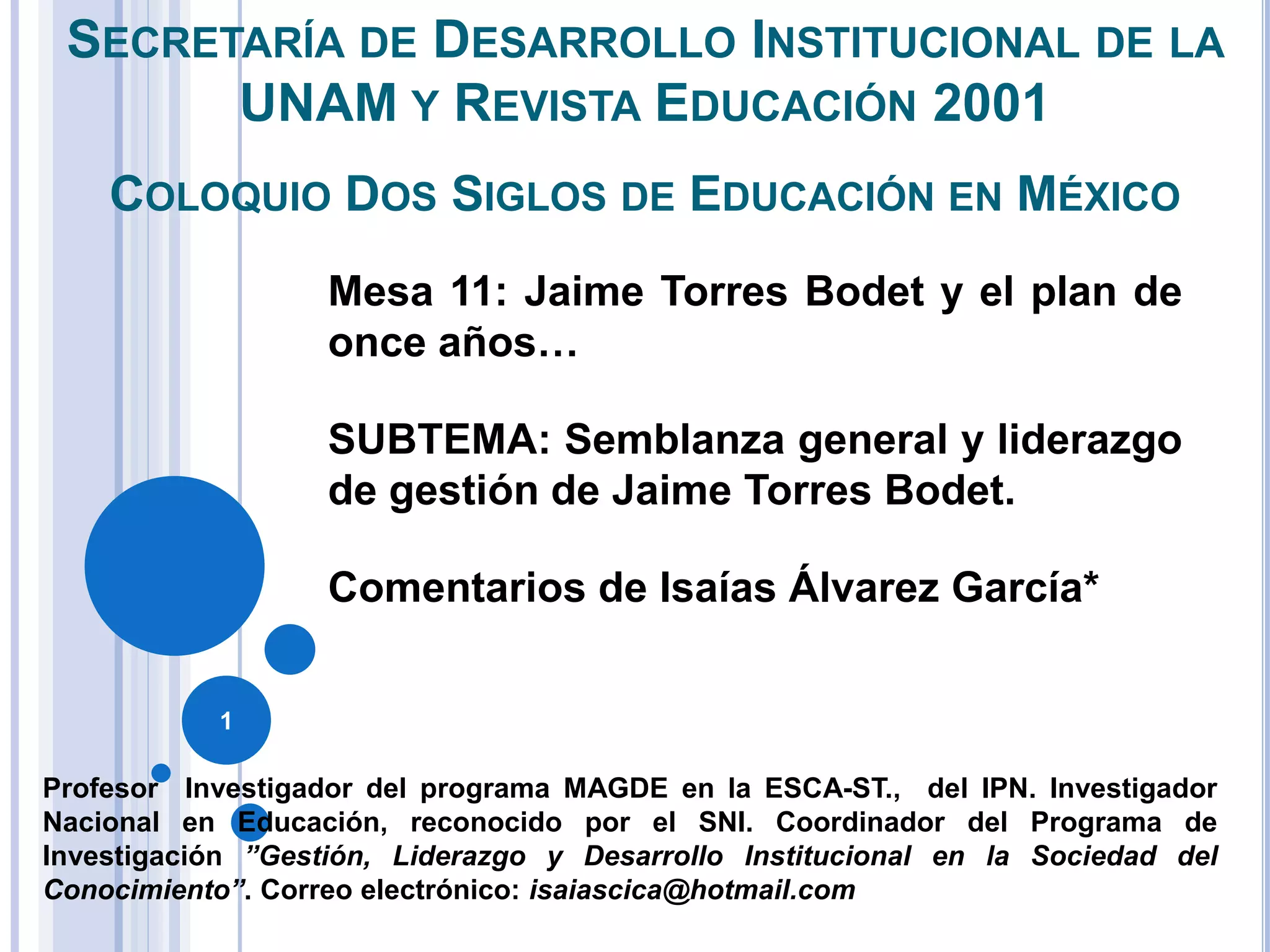 Jaime Torres Bodetyel plan de once años… | PDF