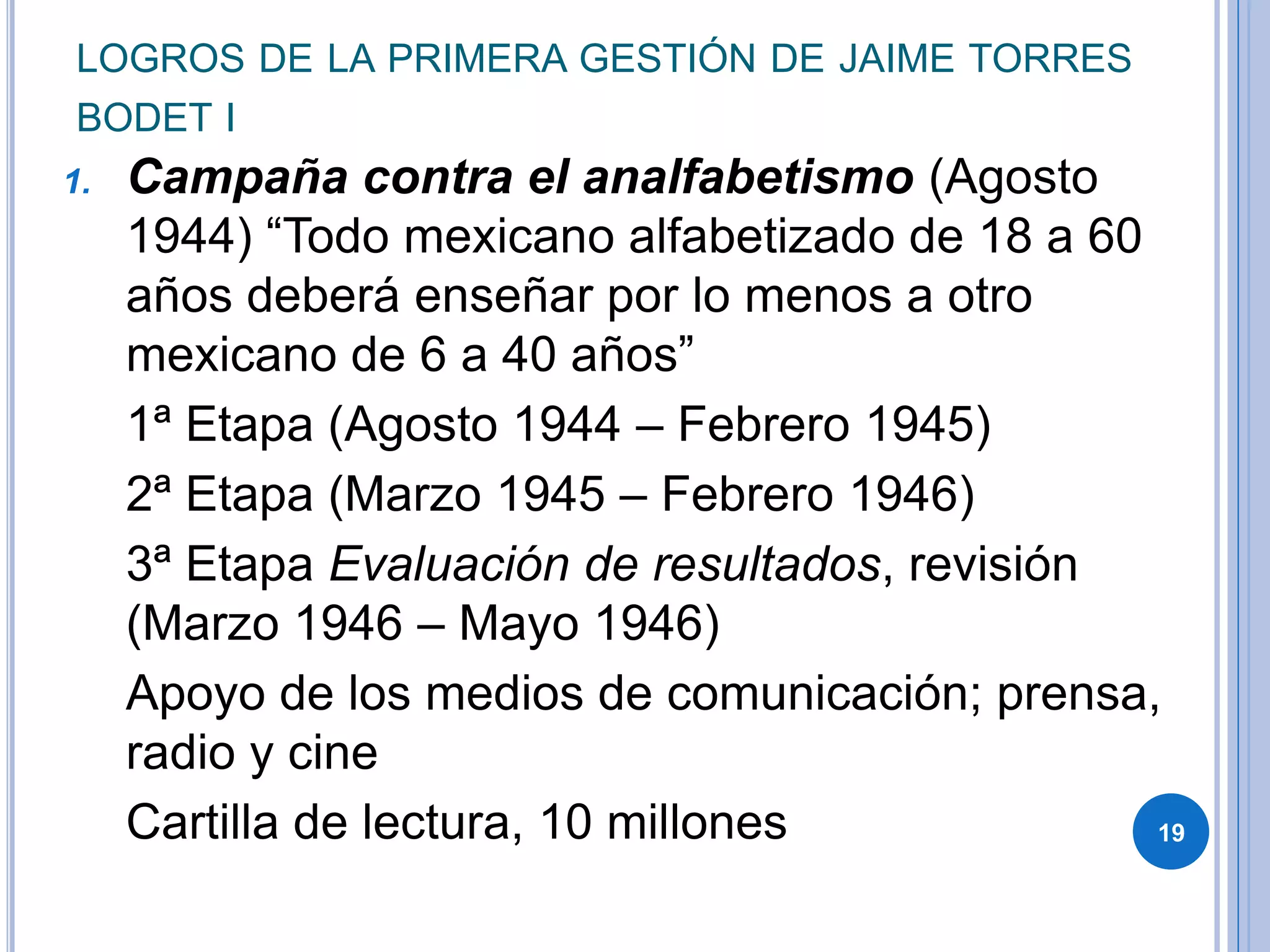 Jaime Torres Bodetyel plan de once años… | PDF