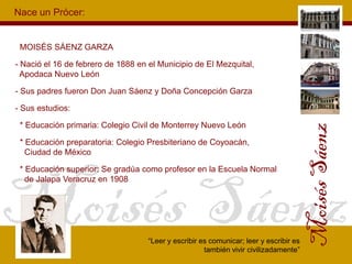 Moisés Sáenz Garza Vida Y Obra | PDF