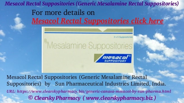 Mesacol Rectal Suppositories (Generic Mesalamine Rectal Suppositories ...
