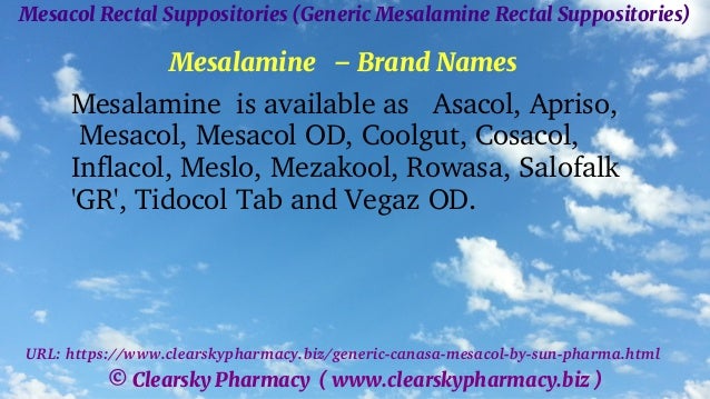 Mesacol Rectal Suppositories (Generic Mesalamine Rectal Suppositories ...
