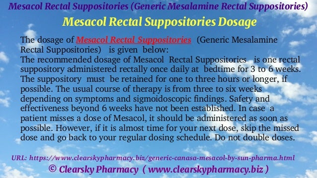 Mesacol Rectal Suppositories (Generic Mesalamine Rectal Suppositories ...