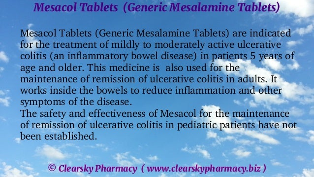 Mesacol Tablets (Generic Mesalamine Tablets) | PPT