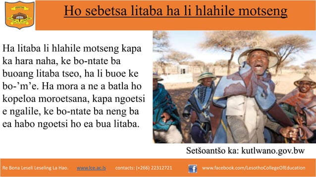 Mesebetsi ea banna ba Basotho | PPTX | Africa Travel | Travel Locations