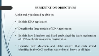 M. Meselson and F. Stahl experiment | PPTX