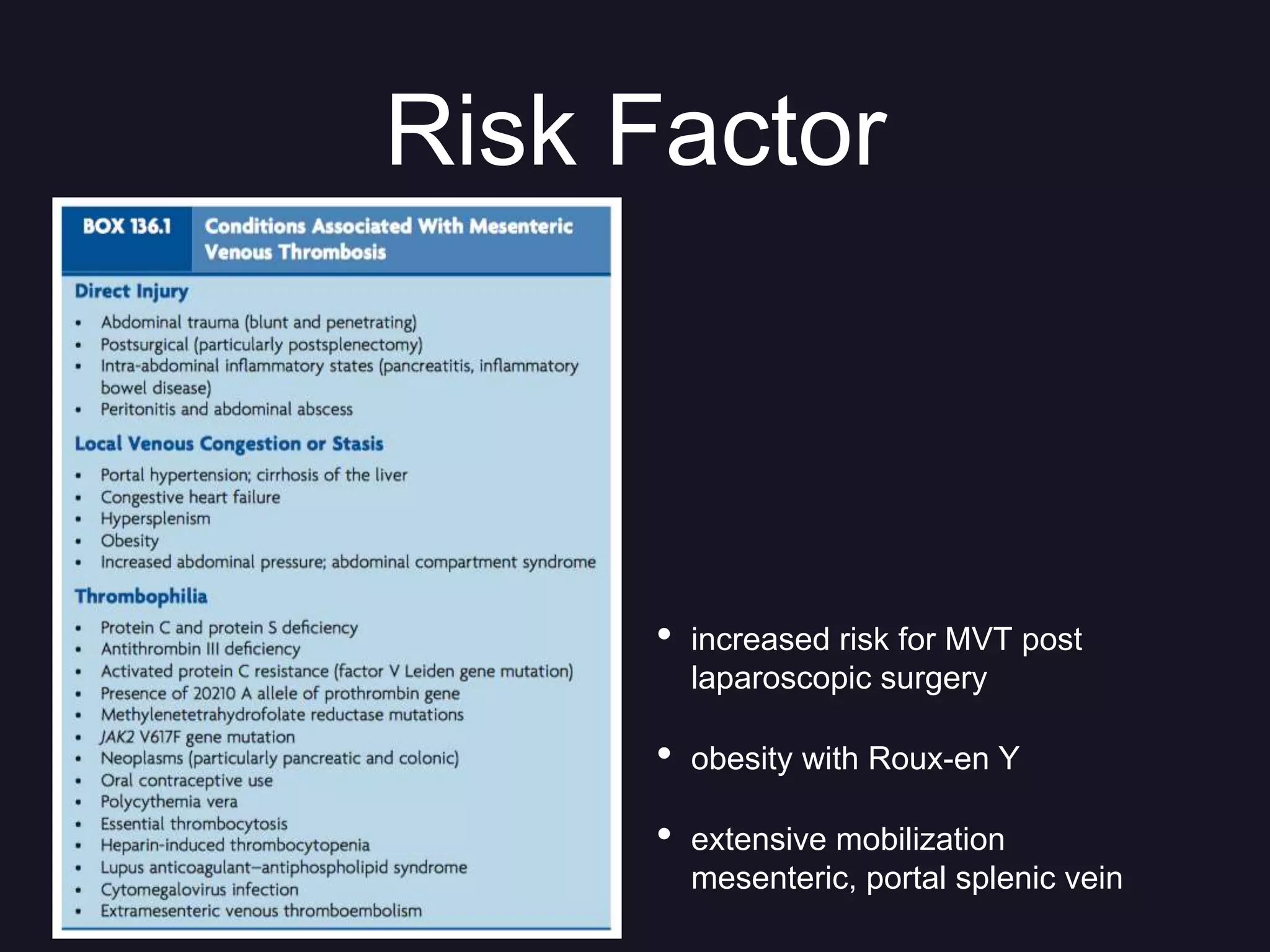 Mesenteric venous thrombosis | PPTX