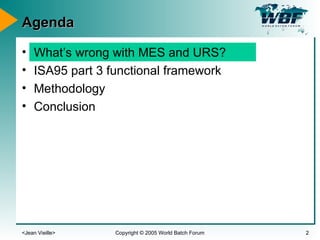Manufacturing Execution System (MES) MES functional URS 2.ppt
