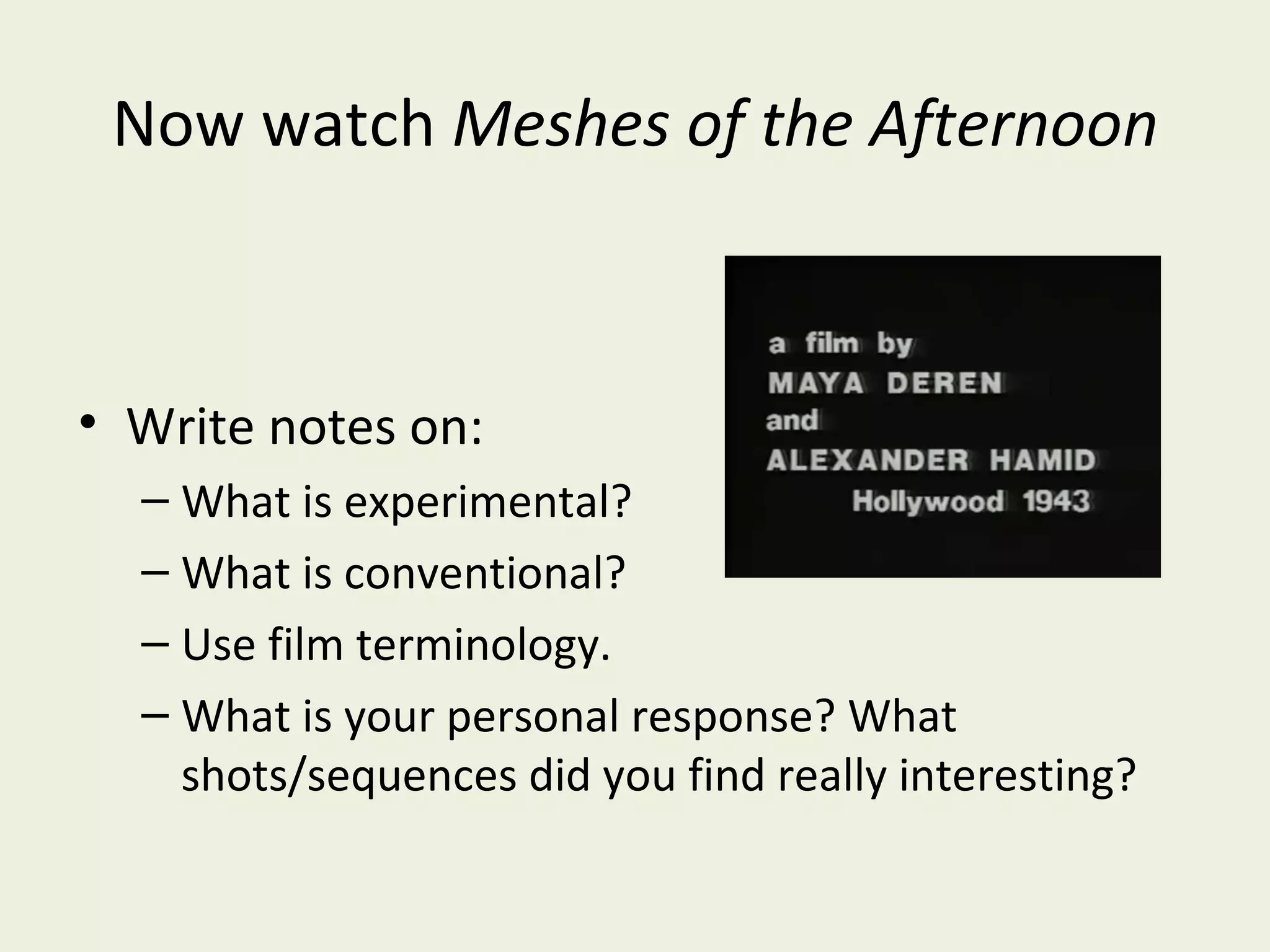 Meshes of the Afternoon | PPT