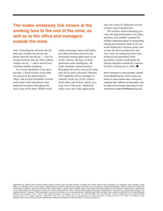 Mesh Networks in Underground Mining [MeshDynamics] | PDF