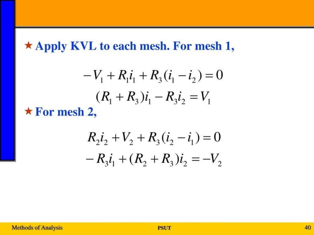 Mesh Nodal Analysis Used In Circuit Analysis Ppt