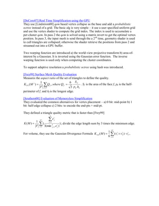 Mesh simplification notes | PDF