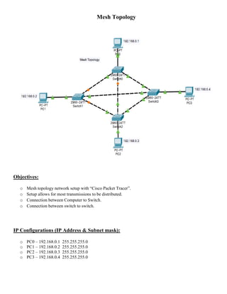 Mesh Topology Design with Cisco Packet Tracer | PDF