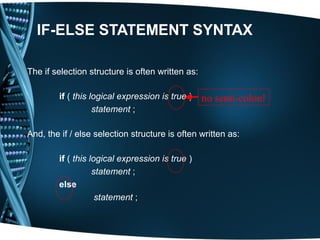 Mesics lecture 6 control statement = if -else if__else | PPT