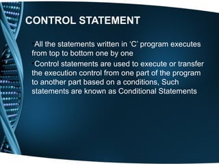 Mesics lecture 6 control statement = if -else if__else | PPT