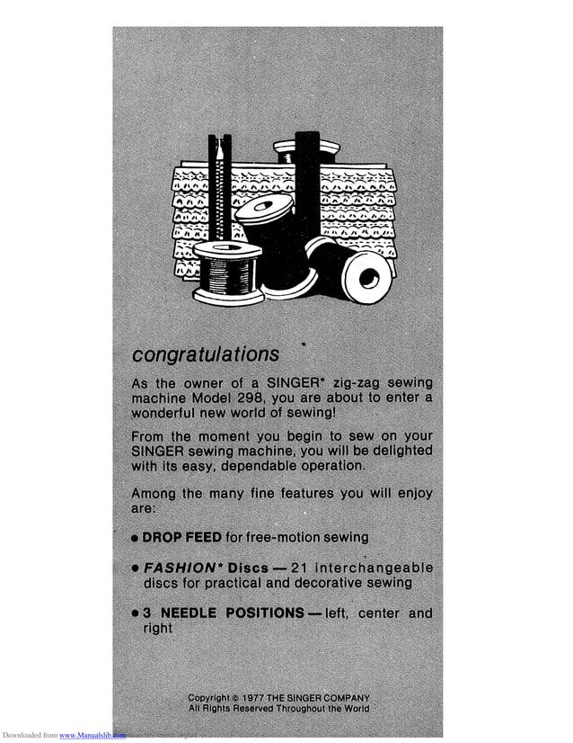 Mesin jahit singer 298 | PDF
