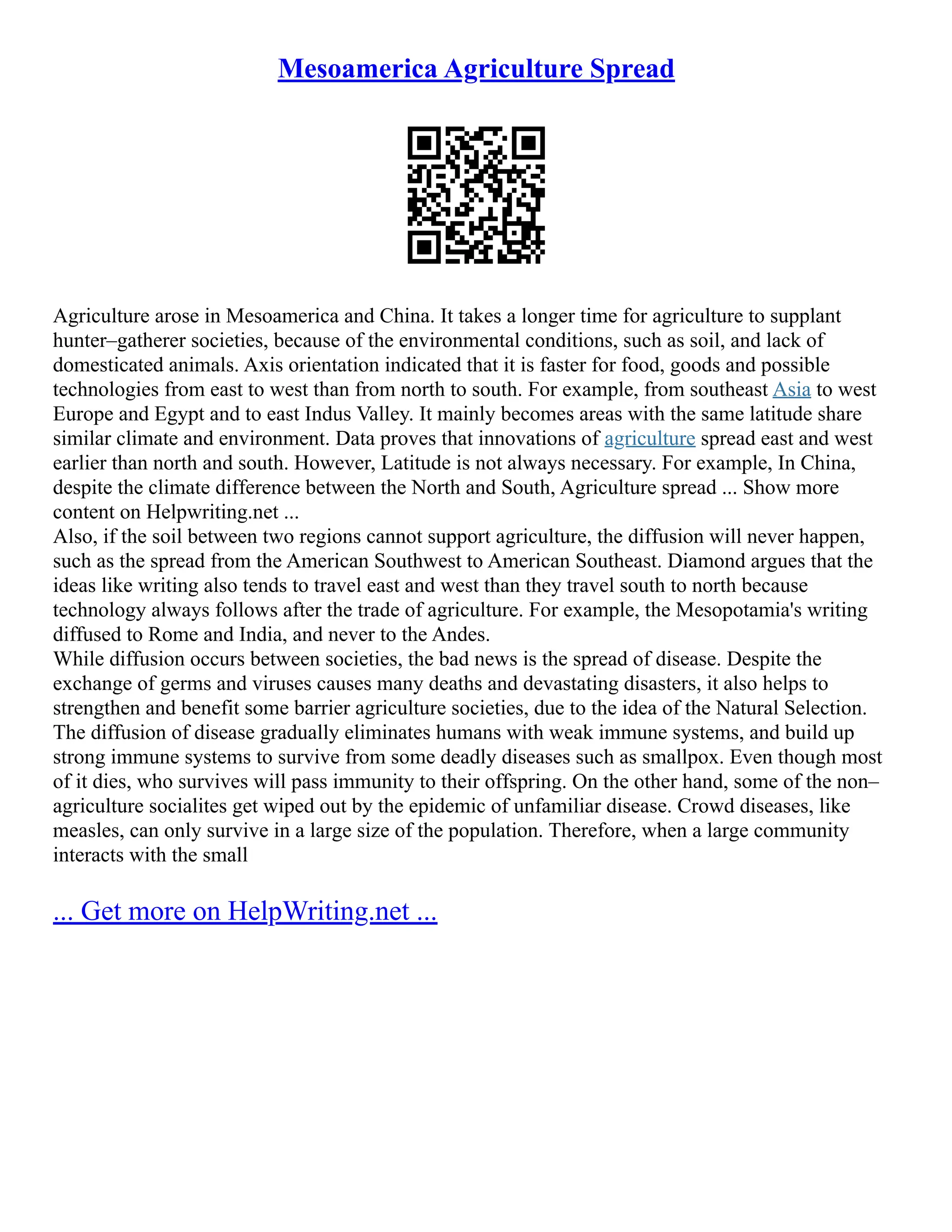 Mesoamerica Agriculture Spread | PDF