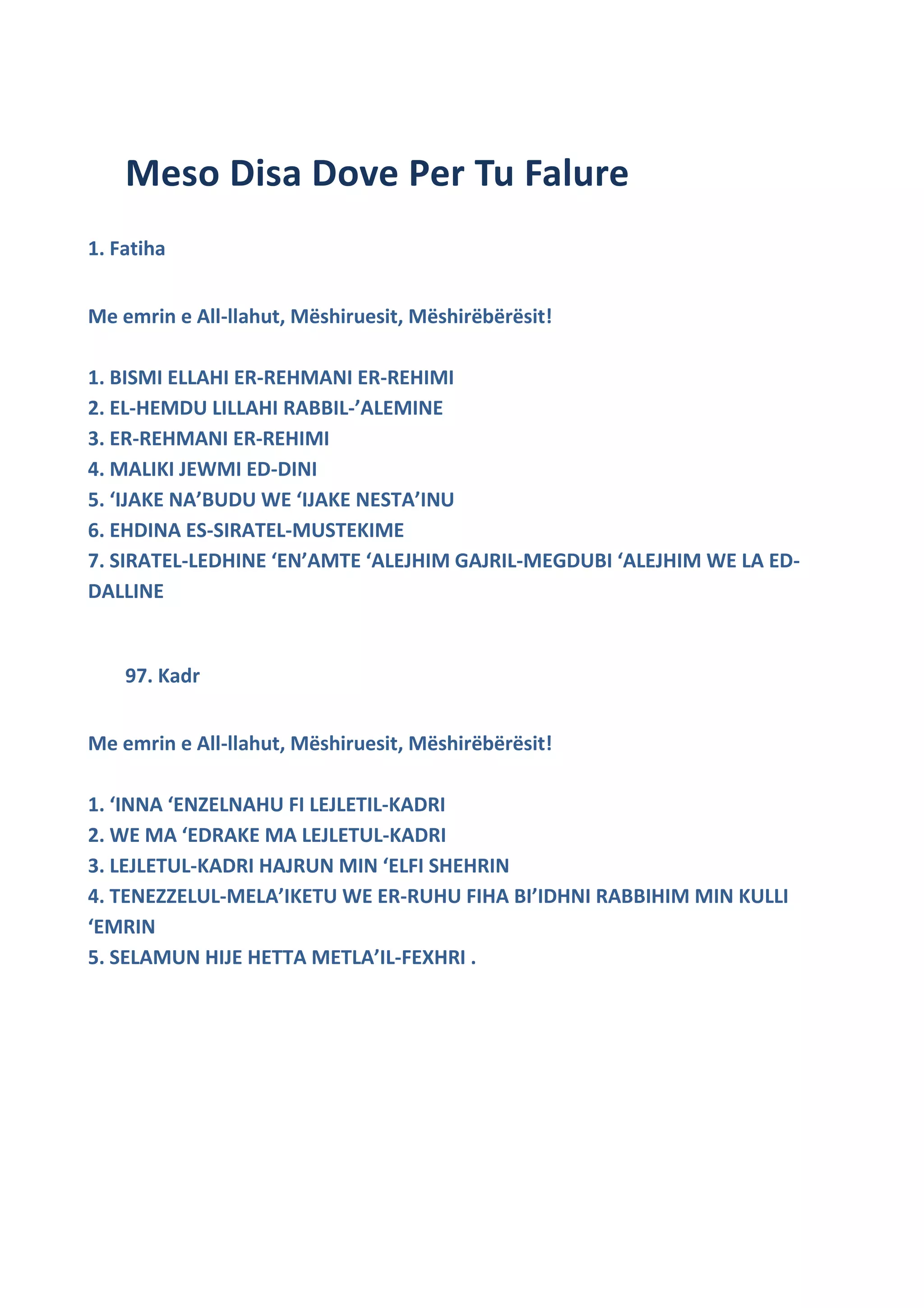 Meso disa dove per tu falure | DOCX