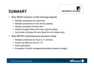 MESO + MICRO real driving emission models for AIMSUN | PDF