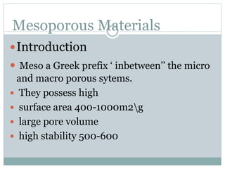 Mesoporous materials | PPTX