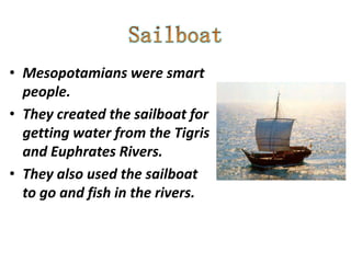 Mesopotamian Inventions Sailboat