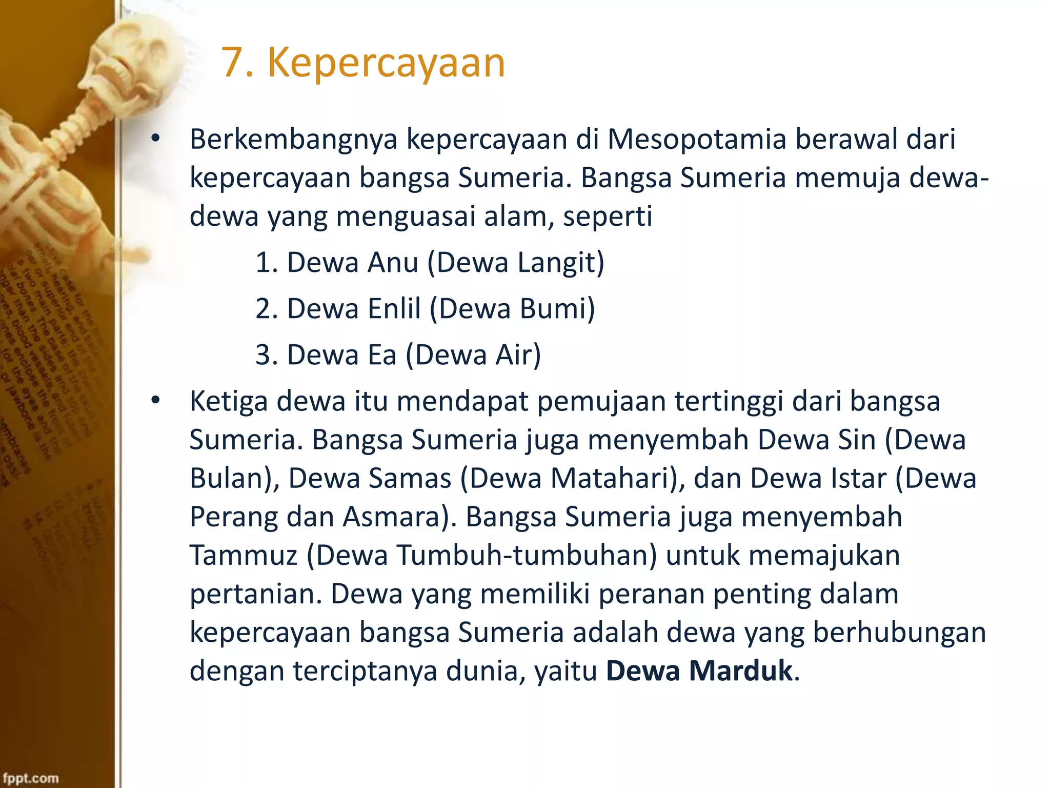 Sejarah Peradaban Mesopotamia (Lembah Sungai Eufrat dan Tigris) | PPTX