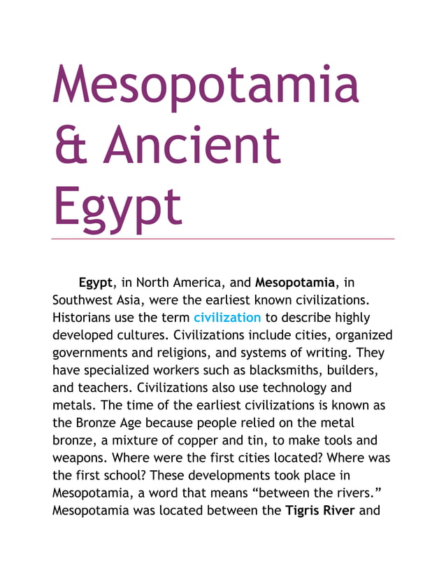 Mesopotamia and ancient egypt | PDF