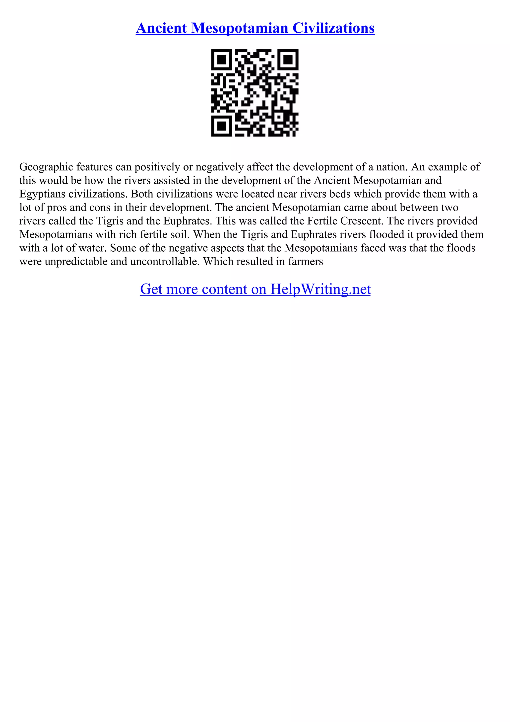 Mesopotamia Essay | PDF