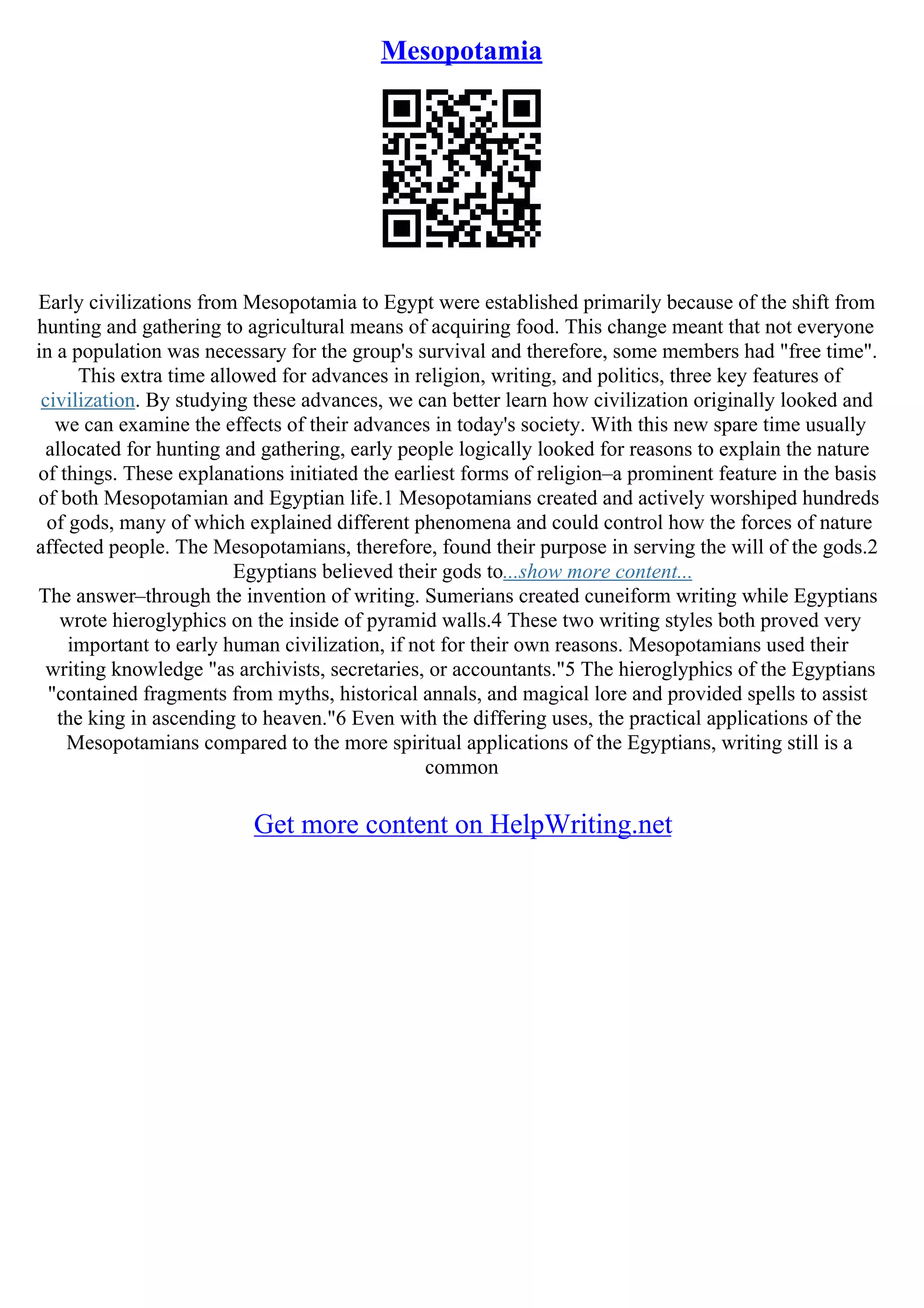 Mesopotamia Essay | PDF