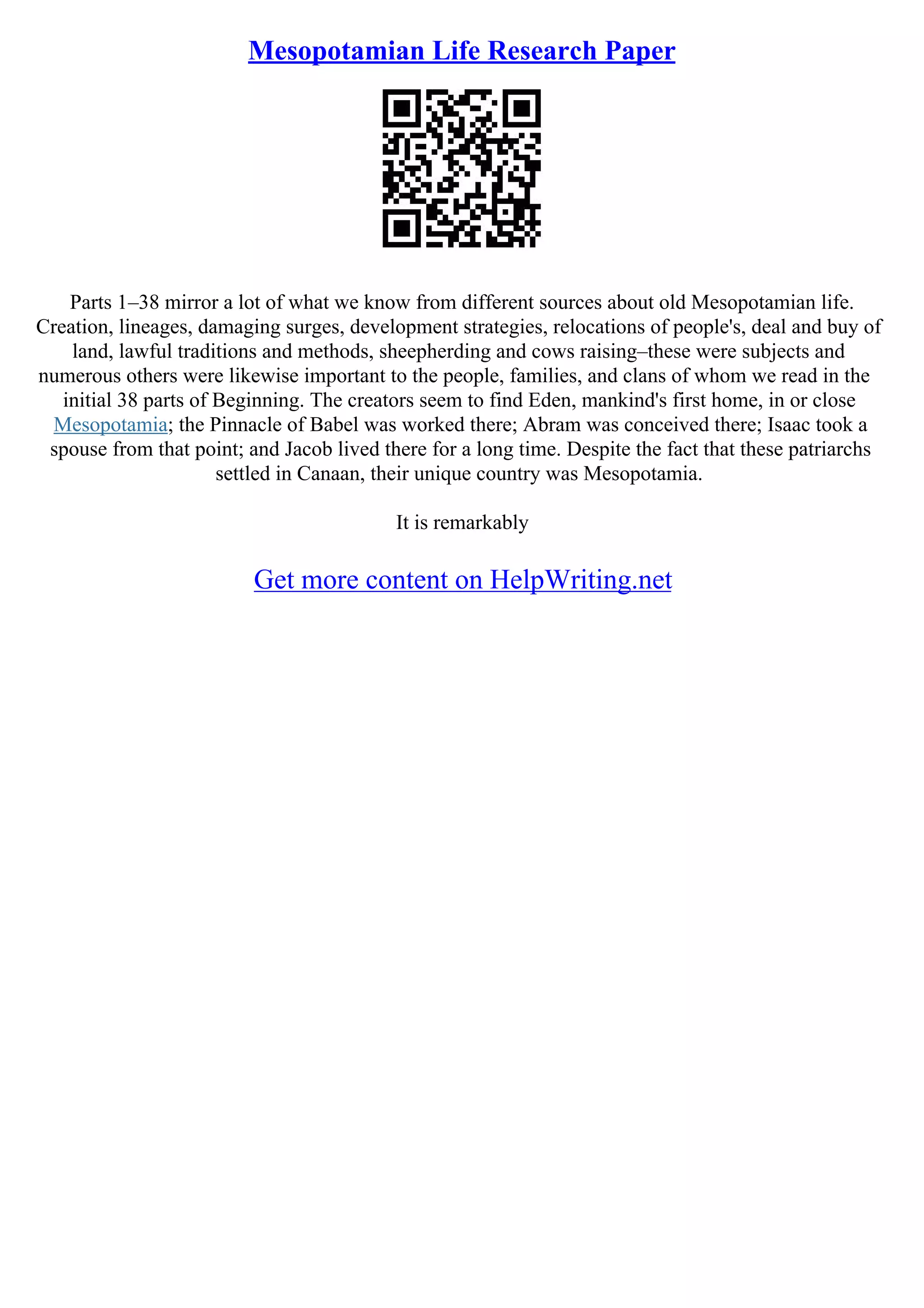 Mesopotamia Essay | PDF