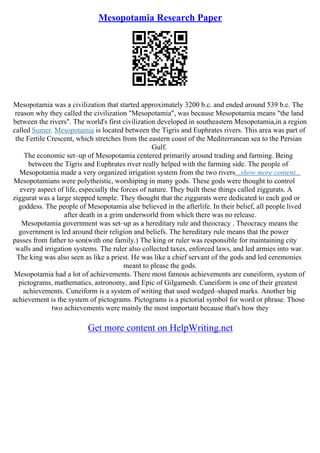 Mesopotamia Essay | PDF