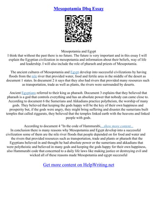 Mesopotamia Essay | PDF