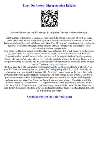 Mesopotamia Essay | PDF