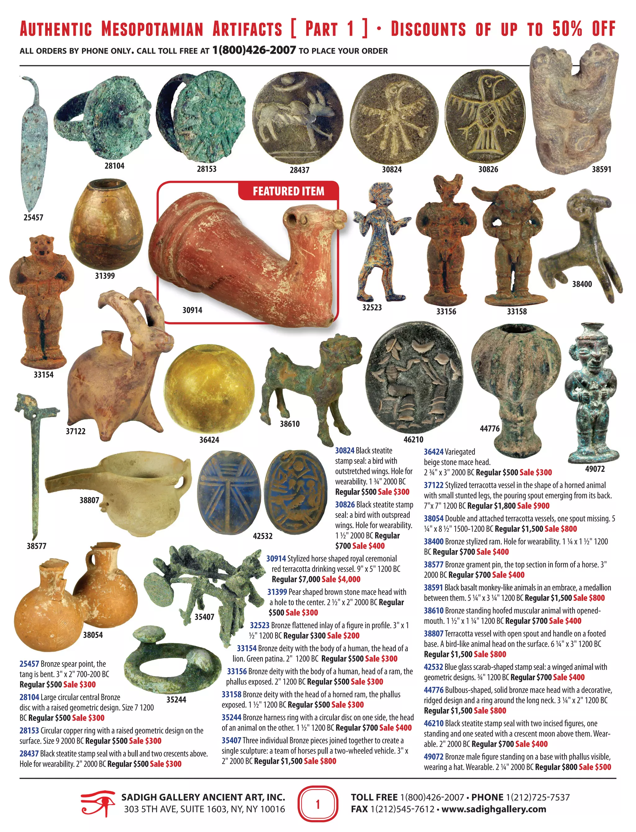 Sadigh Gallery Mesopotamian Artifacts Sale Part 1 | PDF | Free Download