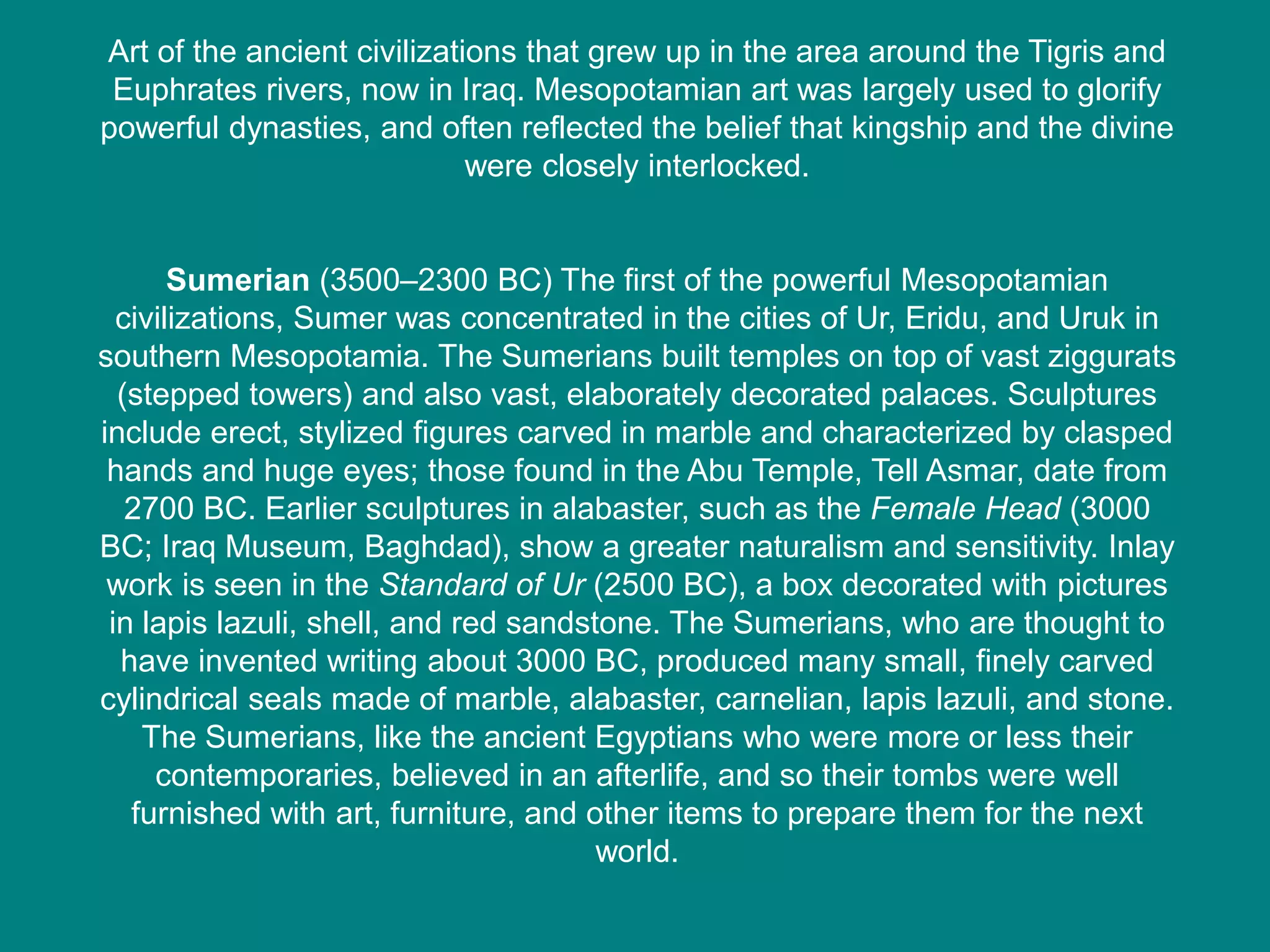 mesopotamian art.ppt | Hinduism | Religion & Spirituality