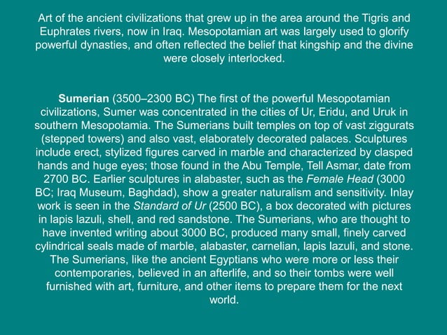 mesopotamian art.ppt | Hinduism | Religion & Spirituality