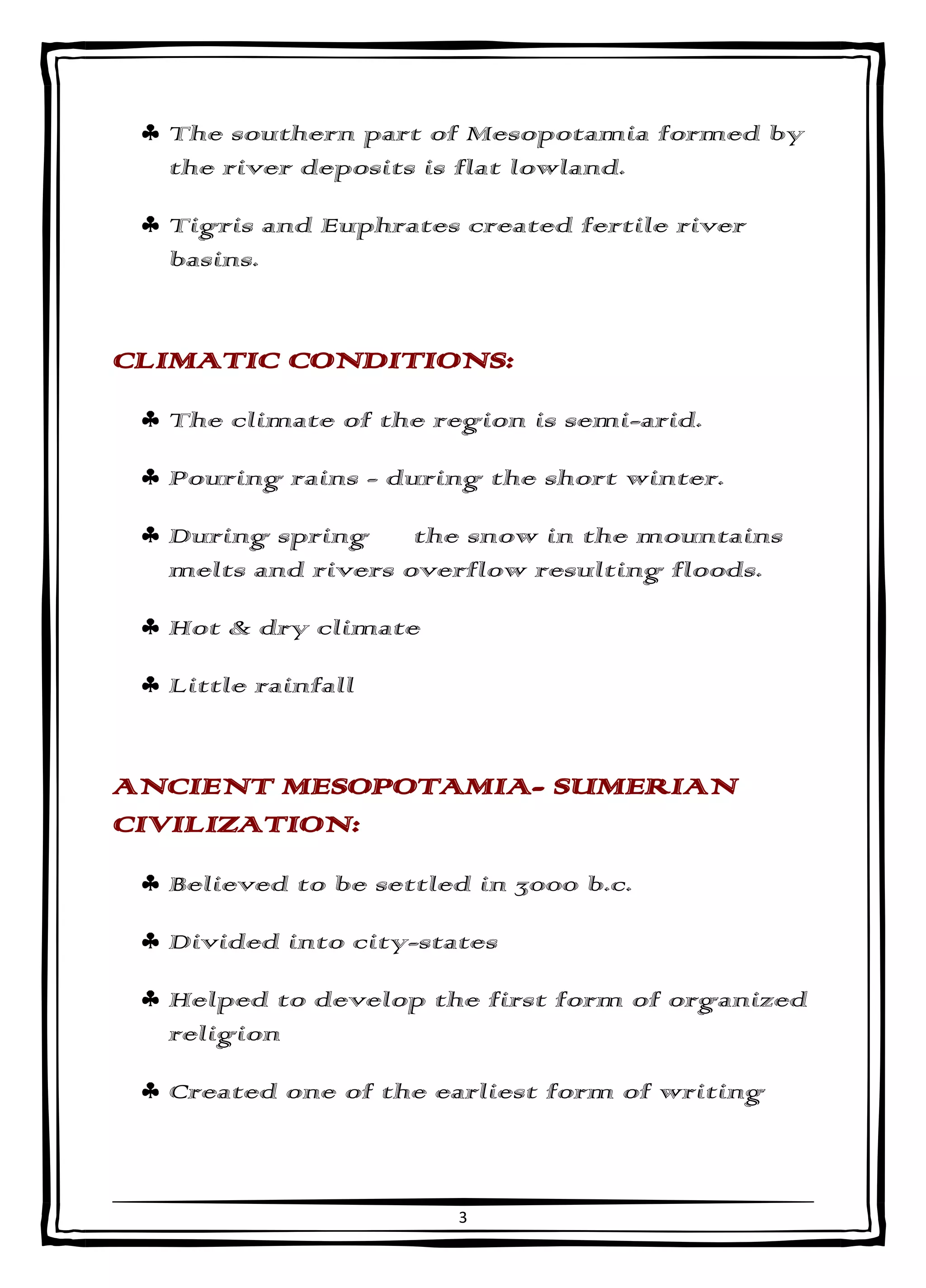 Mesopotamian civilization | DOCX