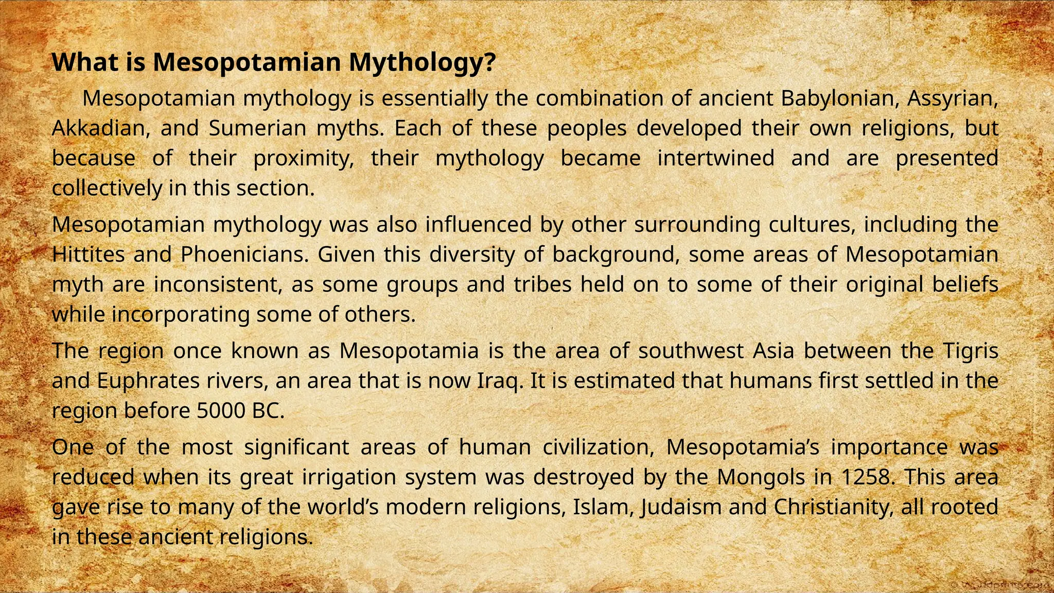 MESOPOTAMIAN MYTHOLOGY WHICH HELP YOU OPN YOUR PPT | PPTX