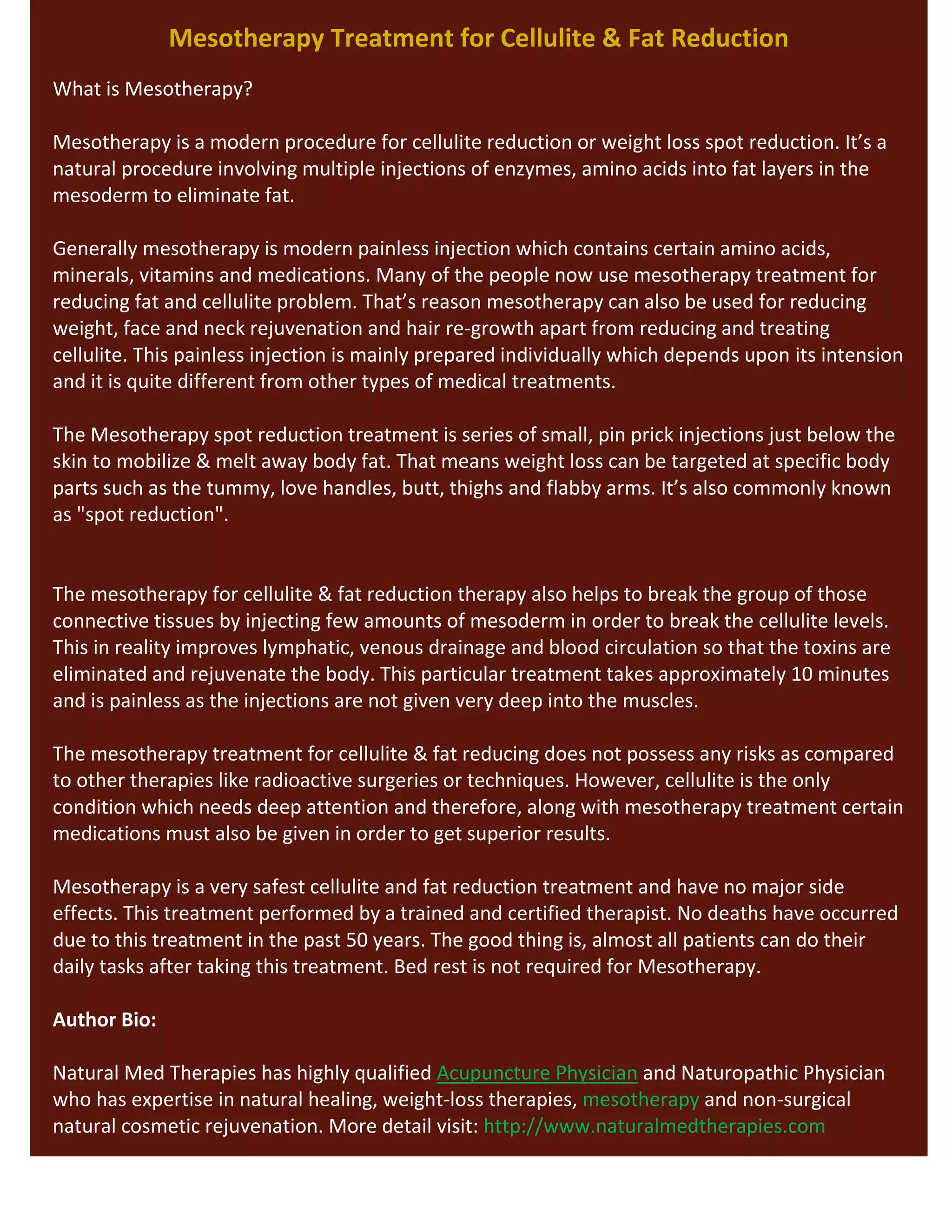 Mesotherapy treatment | PDF